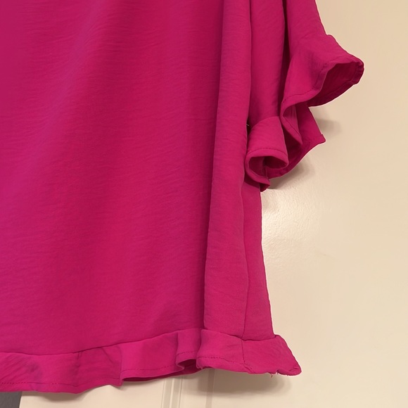 mts | Tops | Create Your Own Happy Hot Pink Ruffle Top | Poshmark